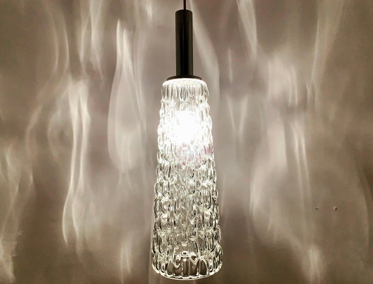 Set of 4 large crystal glass pendant lamps For Sale at 1stDibs