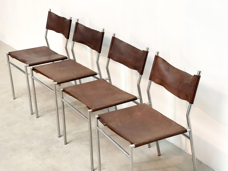 Set of 4 Leather SZ06 Dining Chairs Martin Visser For Sale at 1stDibs