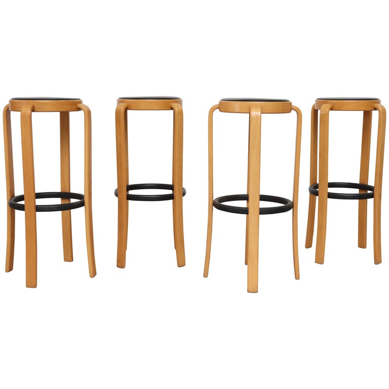 Set of 4 Magnus Olesen Danish Birch Bar Stools at 1stDibs
