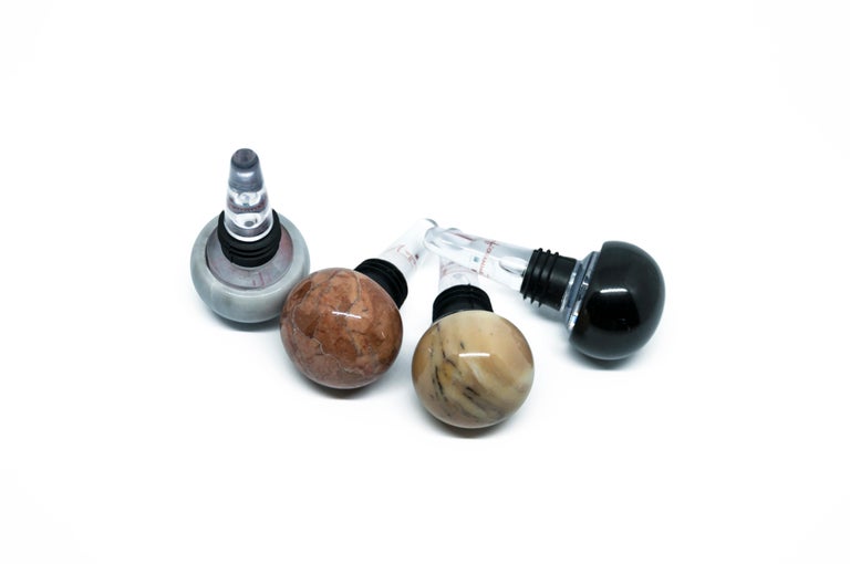 Handmade Set of 4 Mixed Marbles and Plexiglass Champagne Bottle ...