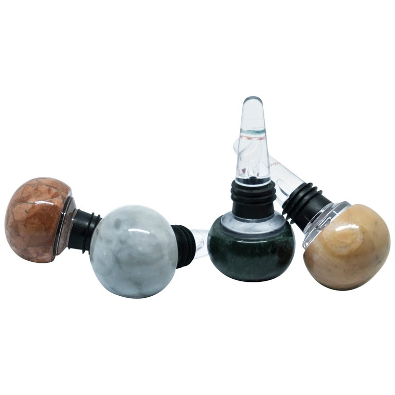 Handmade Set of 4 Mixed Marbles and Plexiglass Champagne Bottle ...