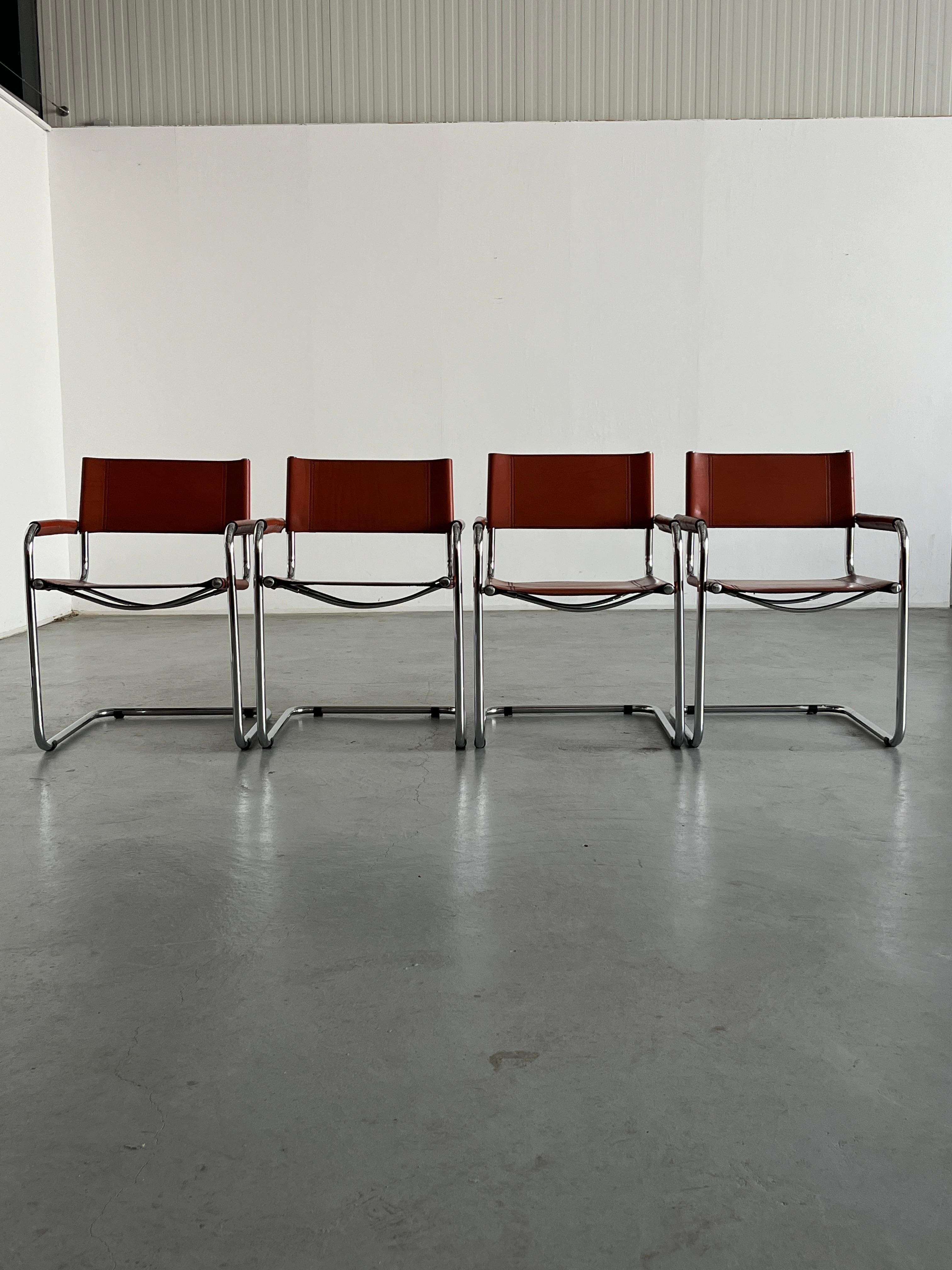 Set of 4 Mart Stam S34 Design Cantilever Chairs, Bauhaus Design, Italy 1970s For Sale at 1stDibs