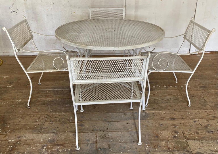 Set of 4 Mesh Metal Garden Arm Chairs for Dining or Lounging For Sale ...