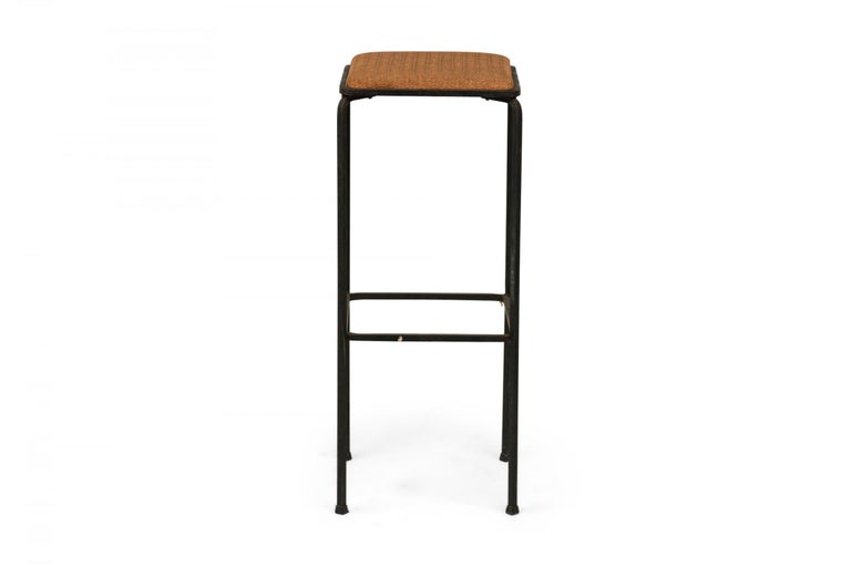 Set of 4 Midcentury Italian Square Wrought Iron Frame Bar Stools For ...