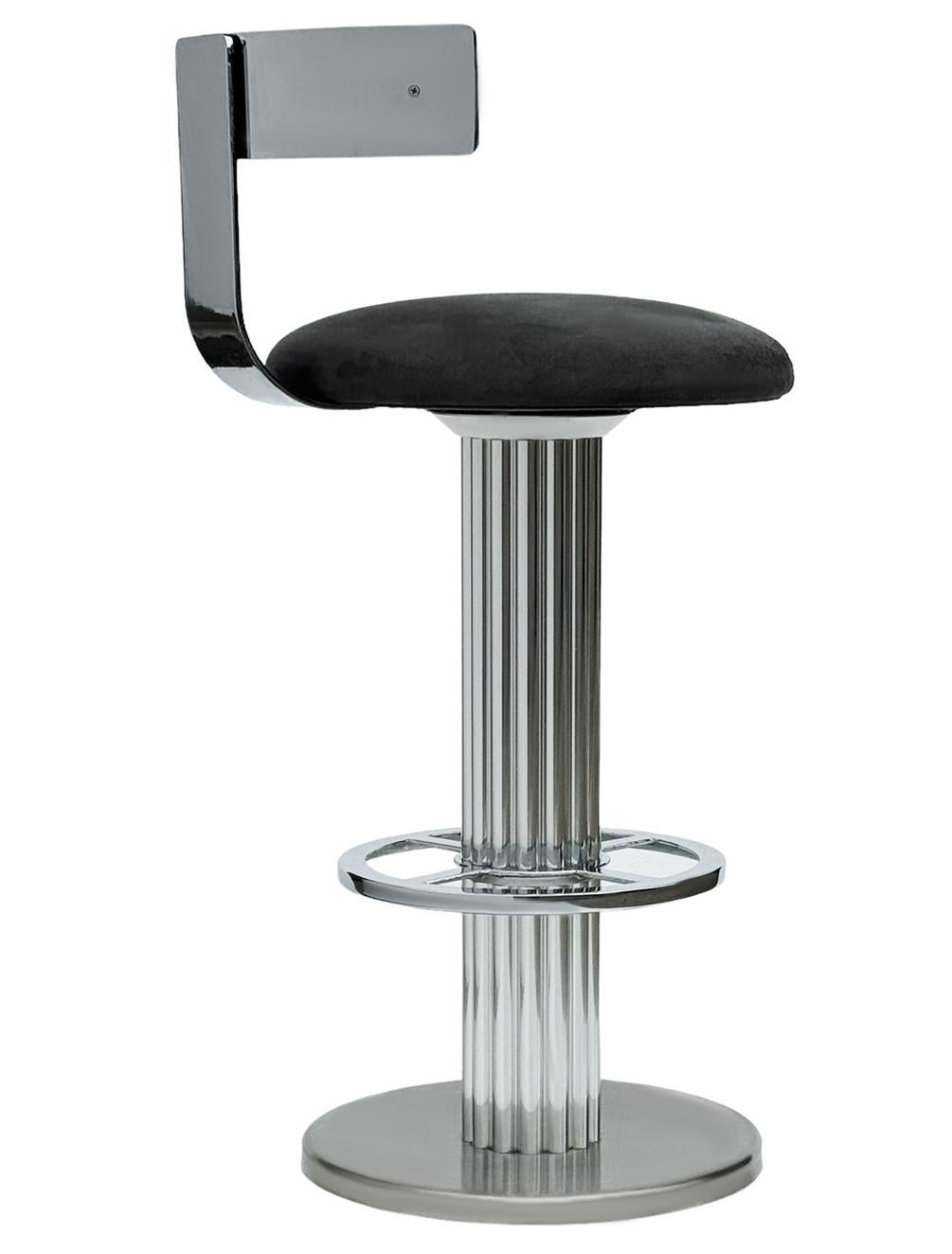 Set of 4 Mid-Century Modern Bar Stools in Chrome and Grey by Design For ...