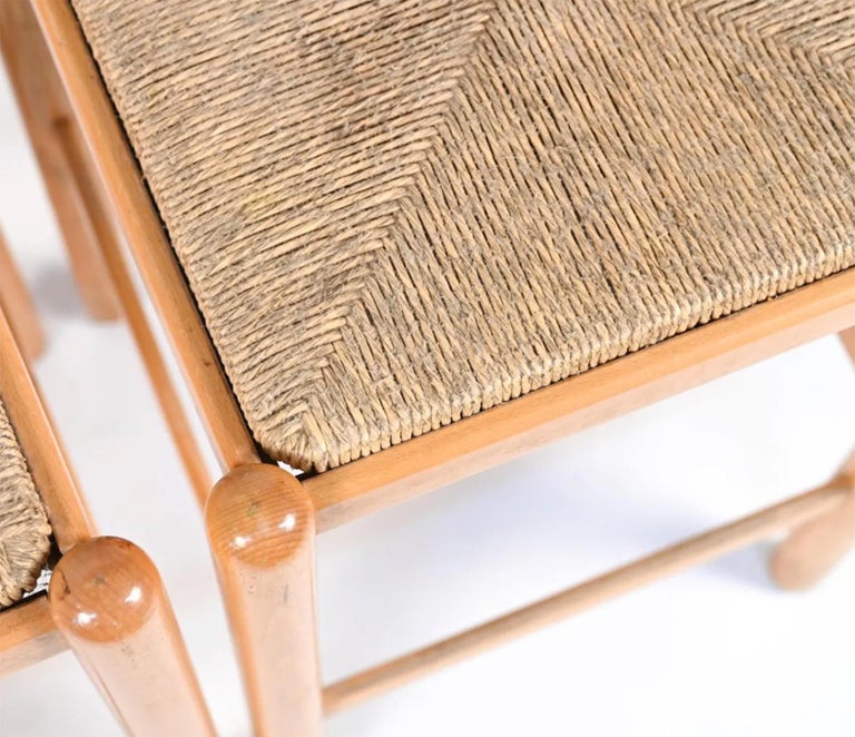Set of 4 Mid Century Modern Birch Rush Papercord Bar Stools Italy For ...