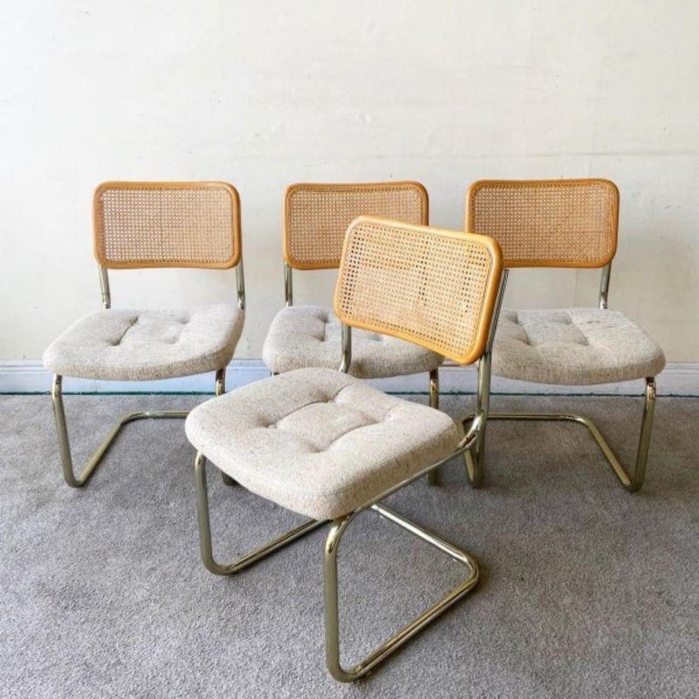 Set of 4 Mid-Century Modern Cane Back Cantilever Chairs For Sale at 1stDibs