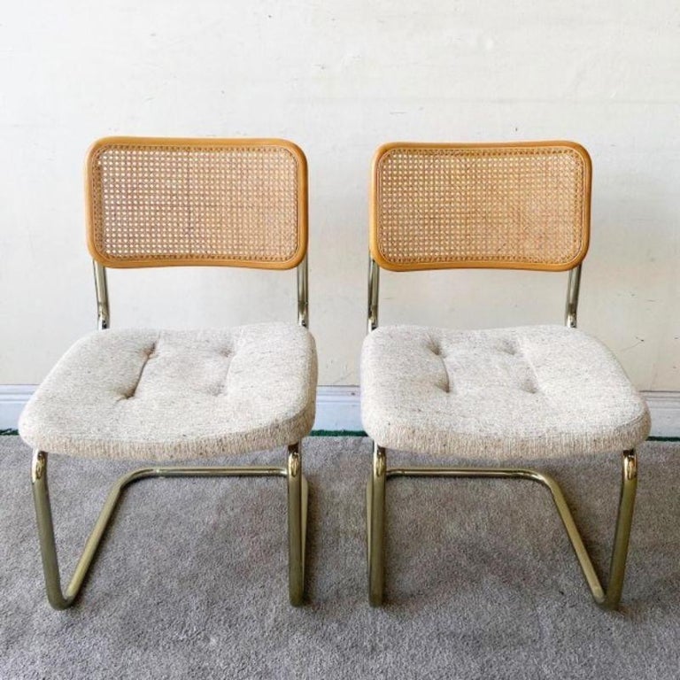 Set of 4 Mid-Century Modern Cane Back Cantilever Chairs For Sale at 1stDibs