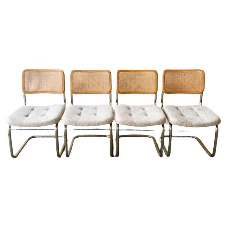 Set of 4 Mid-Century Modern Cane Back Cantilever Chairs For Sale at 1stDibs