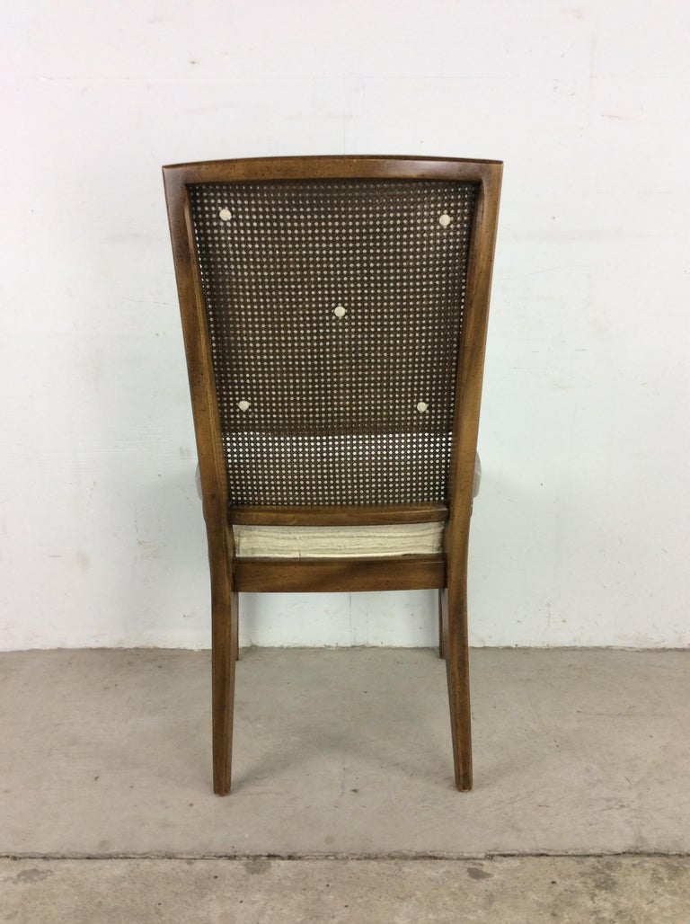 Set of 4 Mid-Century Modern Caned Back Dining Chairs with Tufted ...