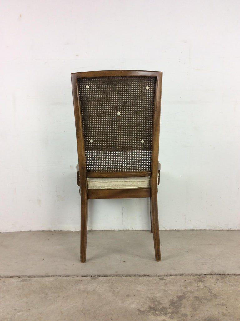 Set of 4 Mid-Century Modern Caned Back Dining Chairs with Tufted ...