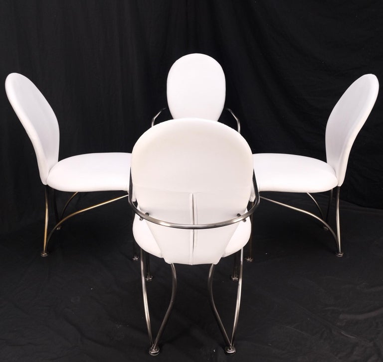 Set of 4 Mid-Century Modern Dining Chairs DIA White Upholstery MINT ...