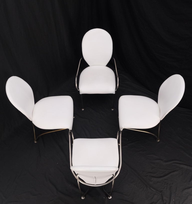 Set of 4 Mid-Century Modern Dining Chairs DIA White Upholstery MINT ...