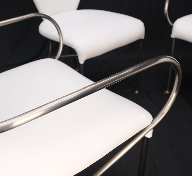 Set of 4 Mid-Century Modern Dining Chairs DIA White Upholstery MINT ...