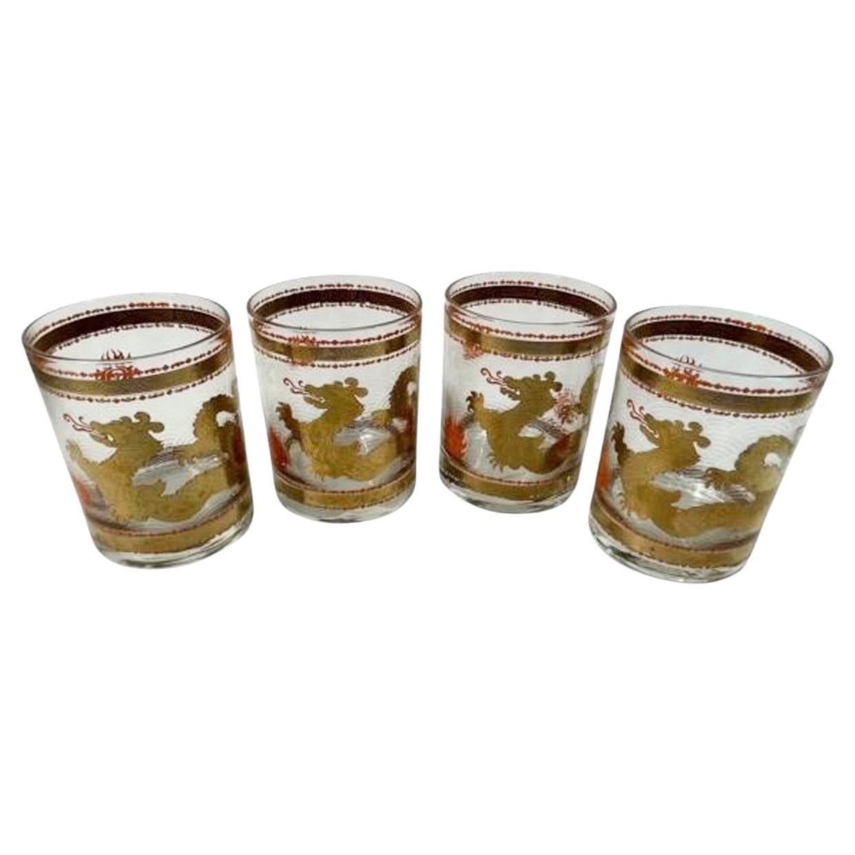 Set of 6 Mid Century Modern Cera Glassware "Golden Dragon" Rocks ...
