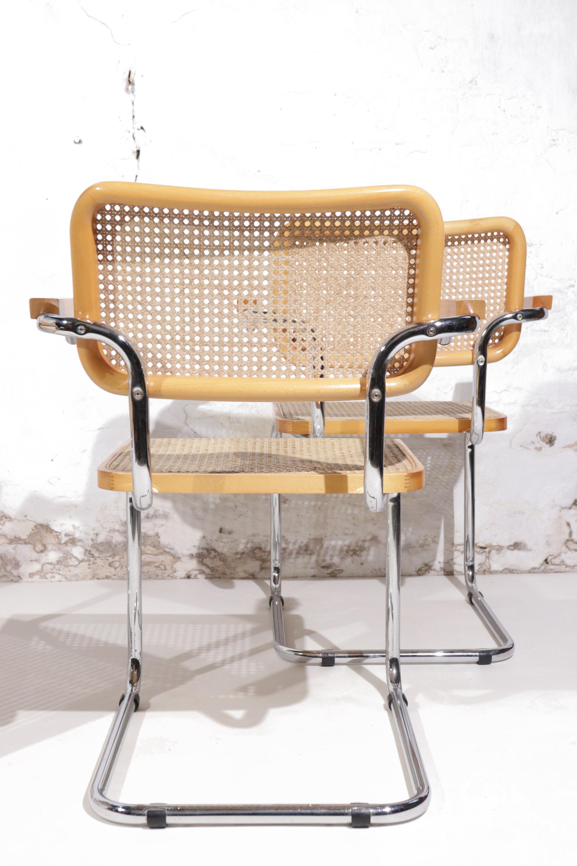 Set of 4 Midcentury Marcel Breuer S64 Cesca Chairs, Fasem Italy at ...