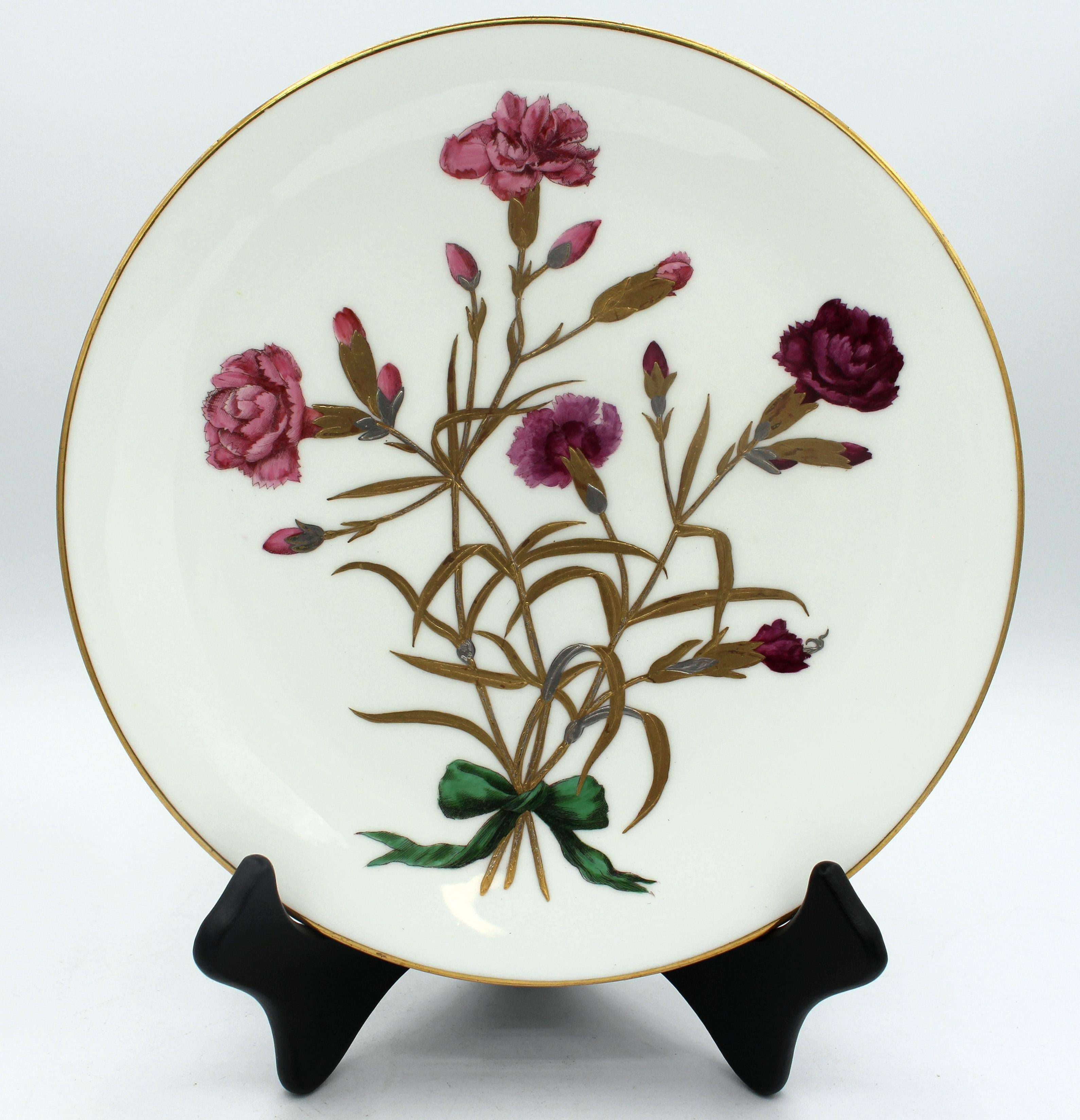 Set of 4 Mintons Hand Painted Botanical Cabinet Plates For Sale at 1stDibs