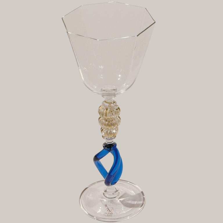 Set of 4 Murano Venetian Crystal Signoretto Wine Glasses For Sale at ...