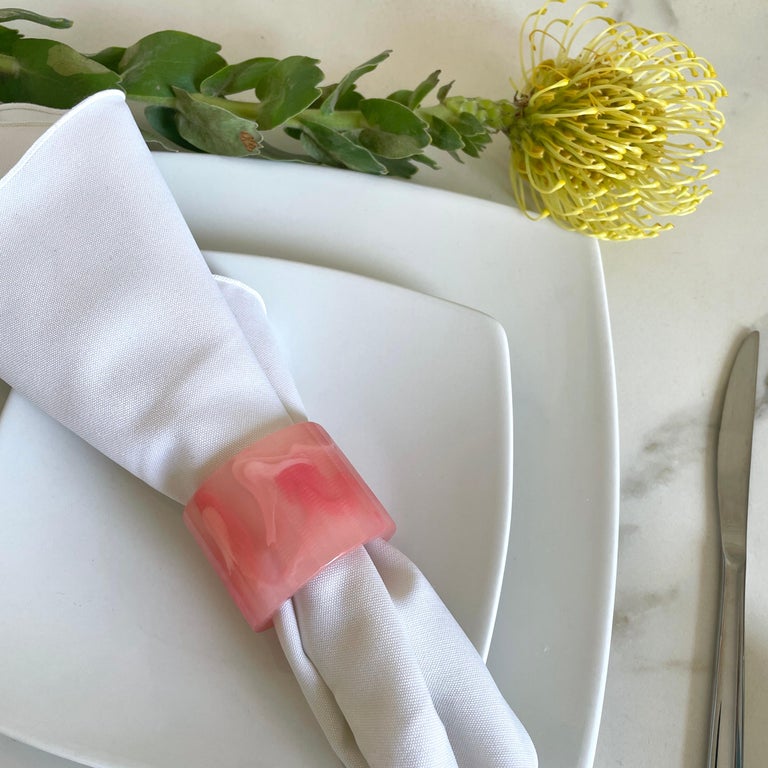 Set of 4 Napkin Rings in Pink Swirl Resin by Paola Valle For Sale at ...