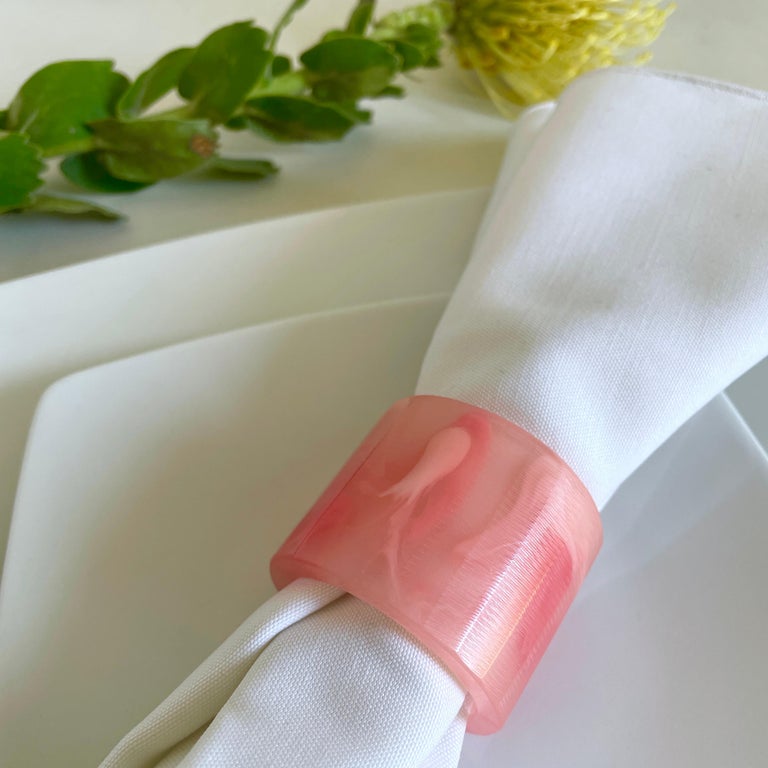 Set of 4 Napkin Rings in Pink Swirl Resin by Paola Valle For Sale at 1stDibs