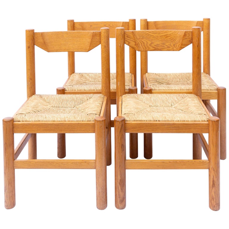 Set of 4 Natural Oak Carimate Dining Chairs, 1960s For Sale at 1stDibs