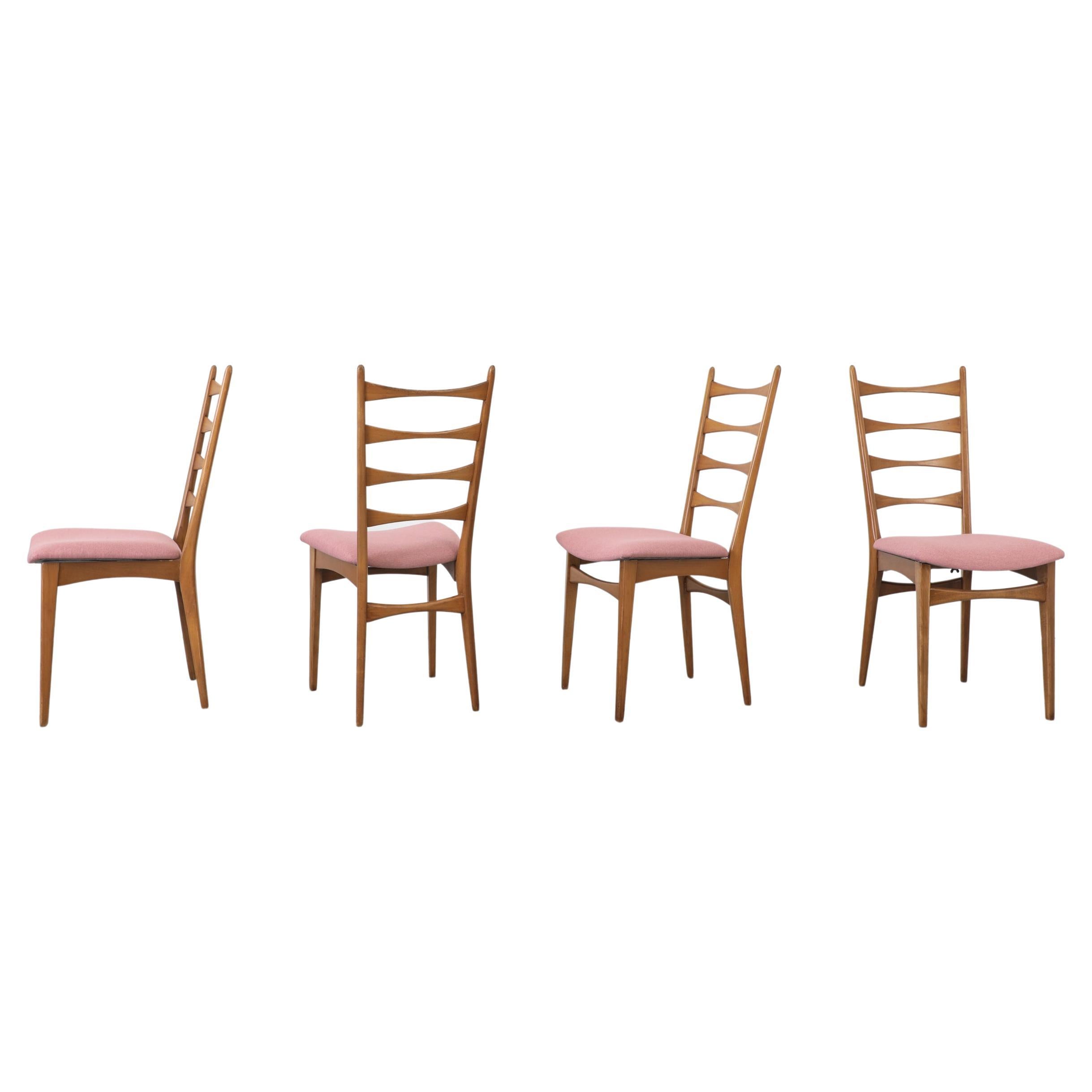 Set of Mid-Century Modern Ladder Back Dining Chairs For Sale at 1stDibs
