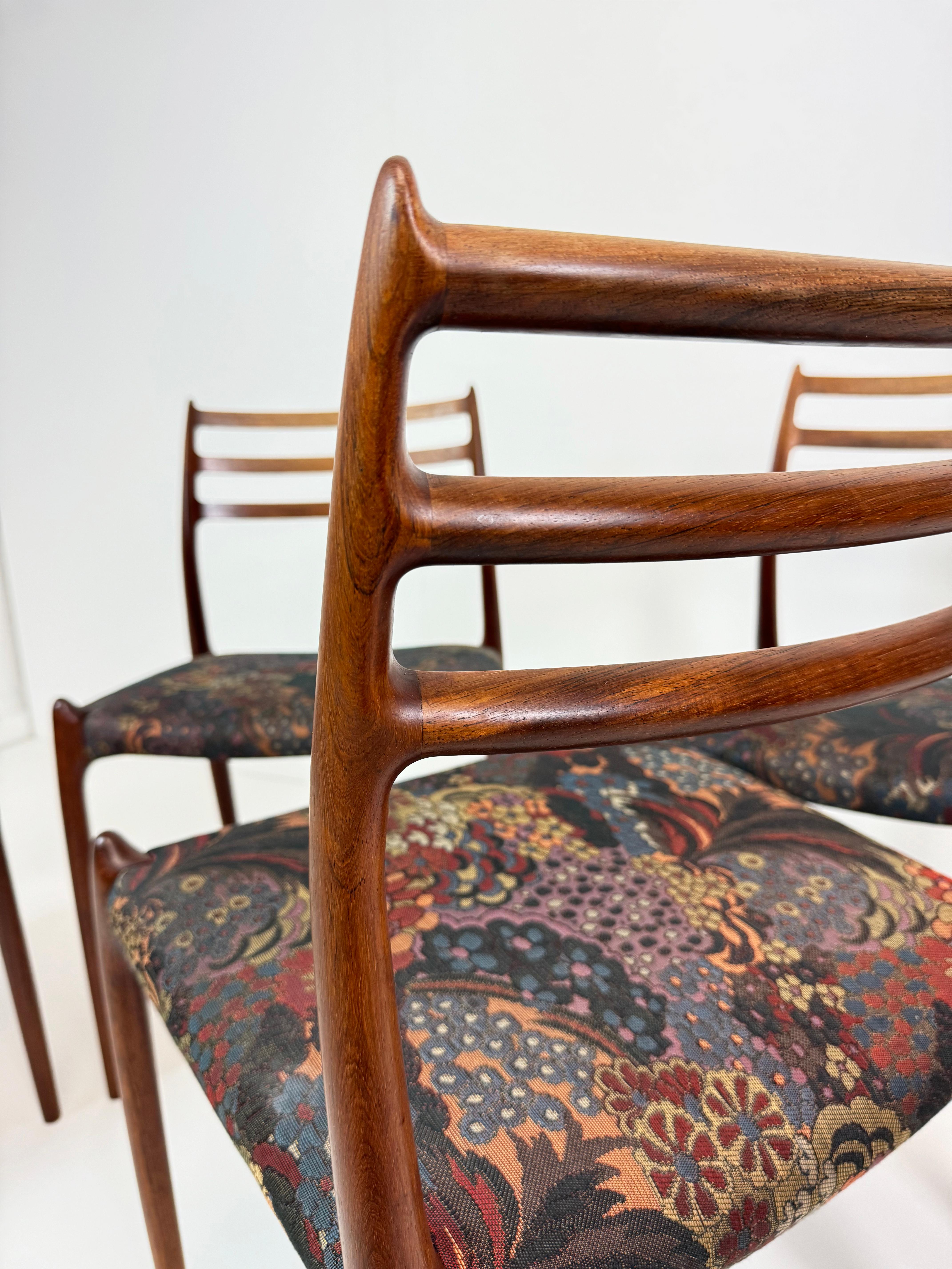 Set of 4 Niels Otto Moller Model 78 Rosewood Dining Chairs, Denmark ...