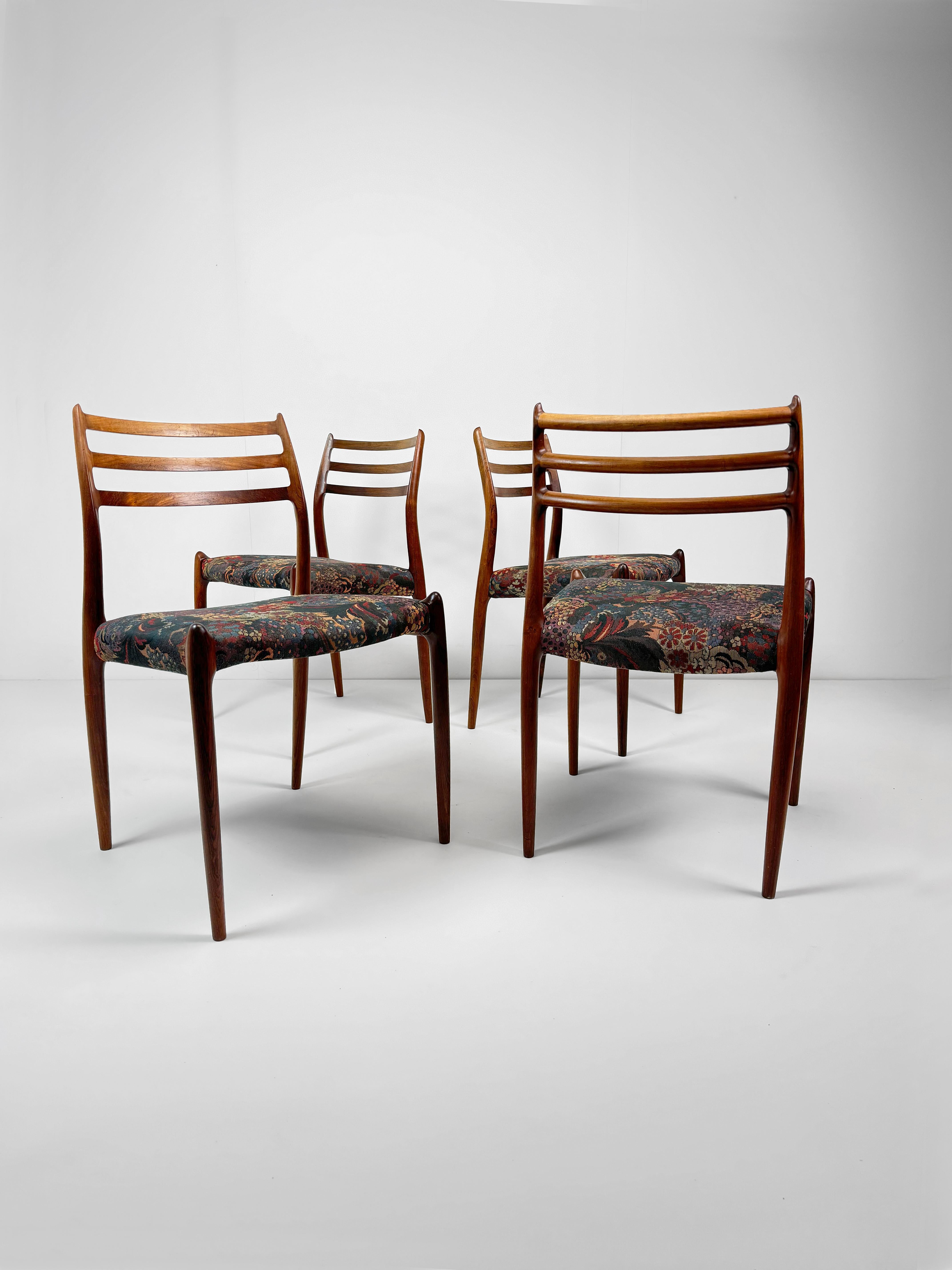Set of 4 Niels Otto Moller Model 78 Rosewood Dining Chairs, Denmark ...
