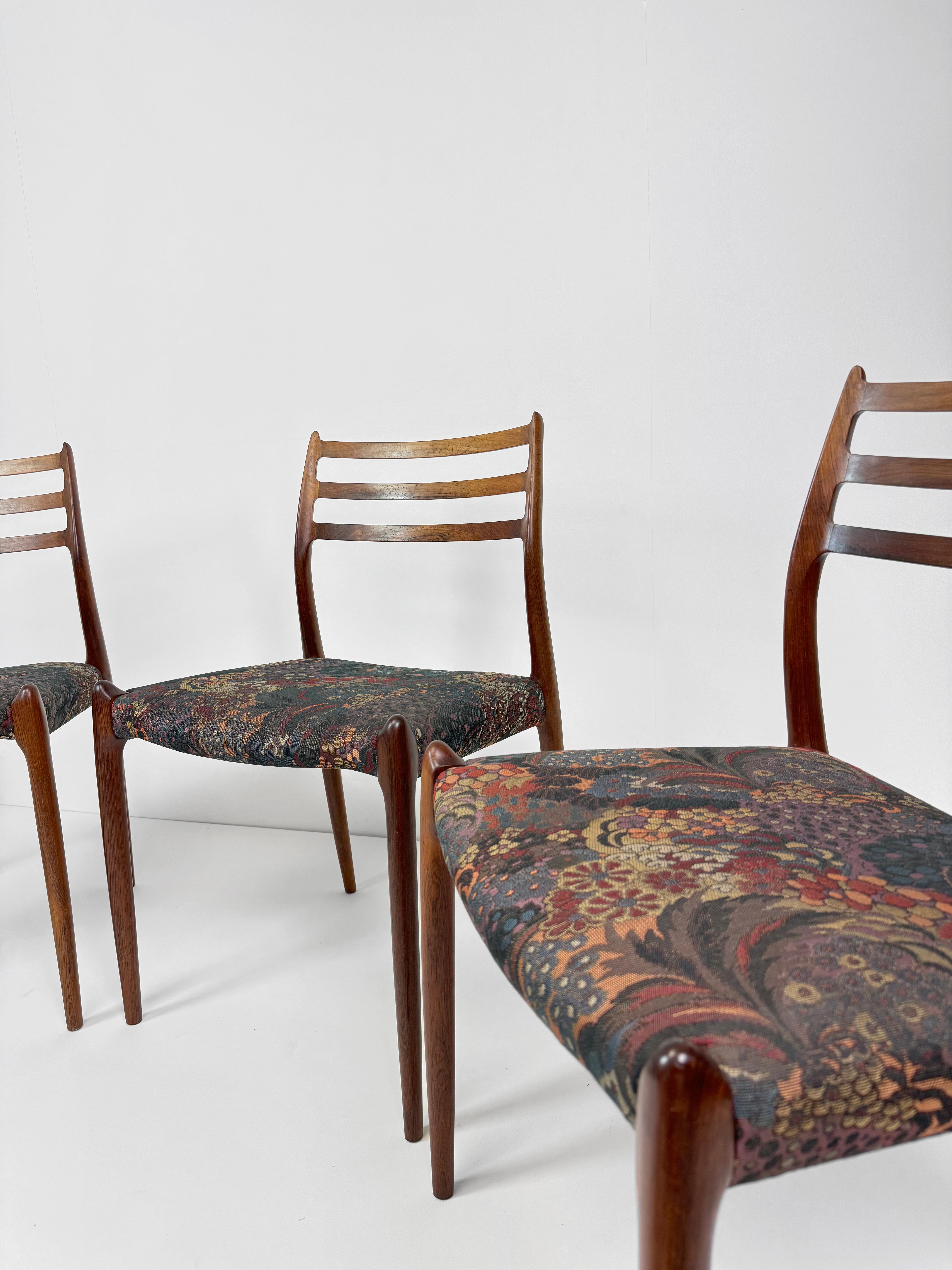 Set of 4 Niels Otto Moller Model 78 Rosewood Dining Chairs, Denmark ...