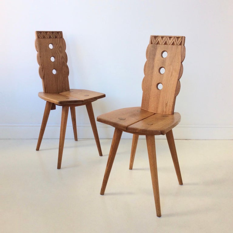 Set of 4 Oak Chairs, France, circa 1950 at 1stDibs