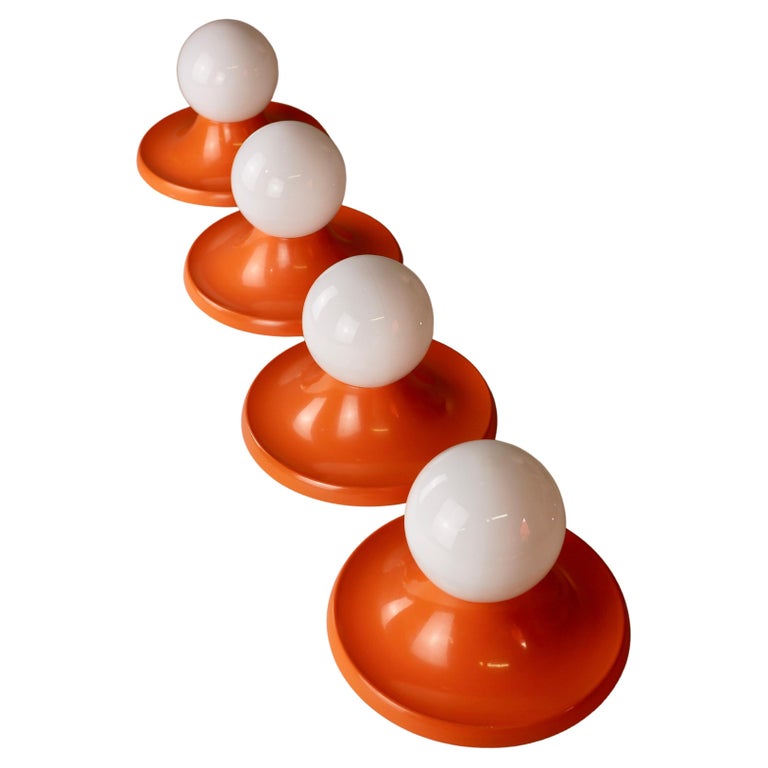 Set of 4 Orange Wall Lamps 'Light Ball' by Castiglioni for Arteluce ...