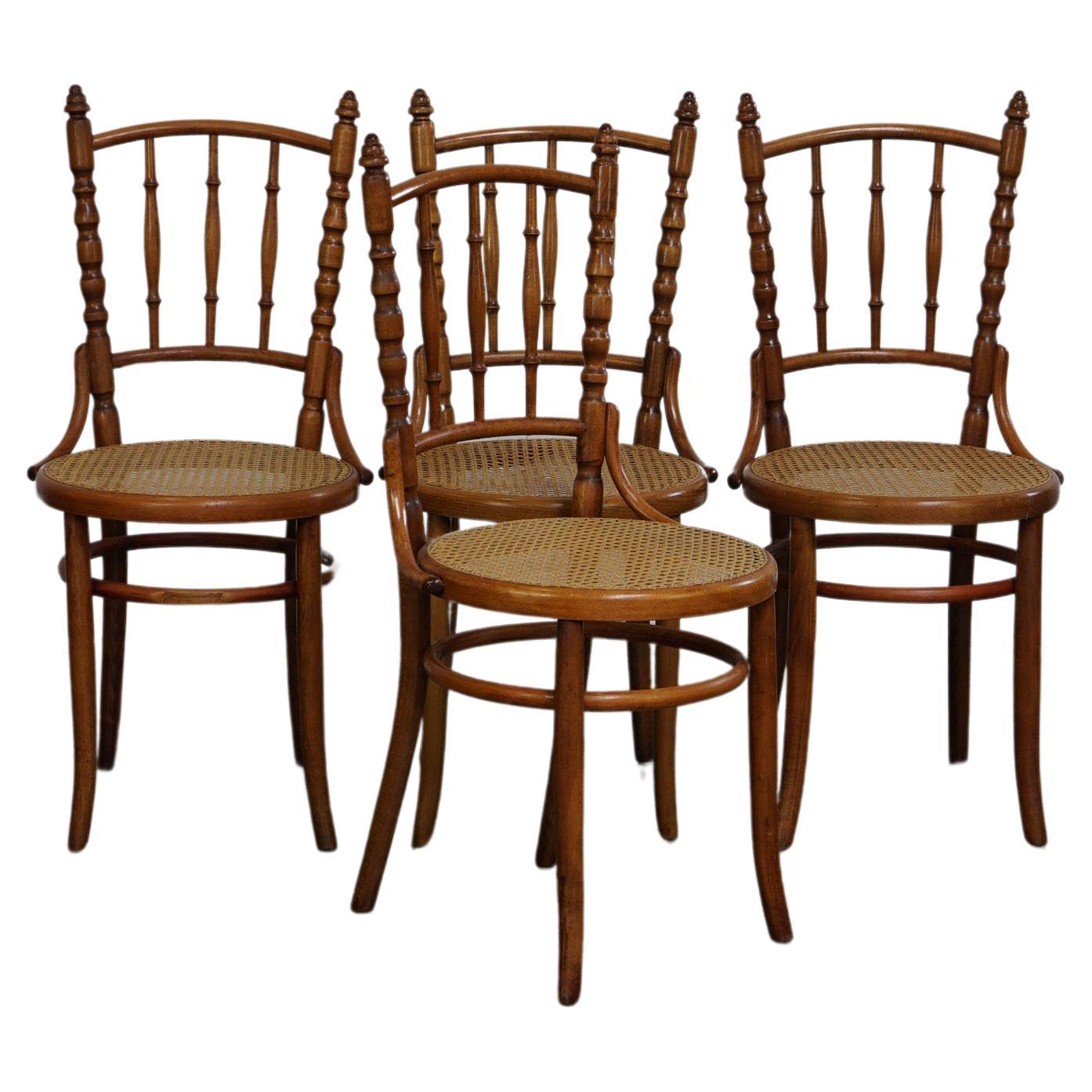 Original antique Thonet chair with great colors and a wicker seat For ...