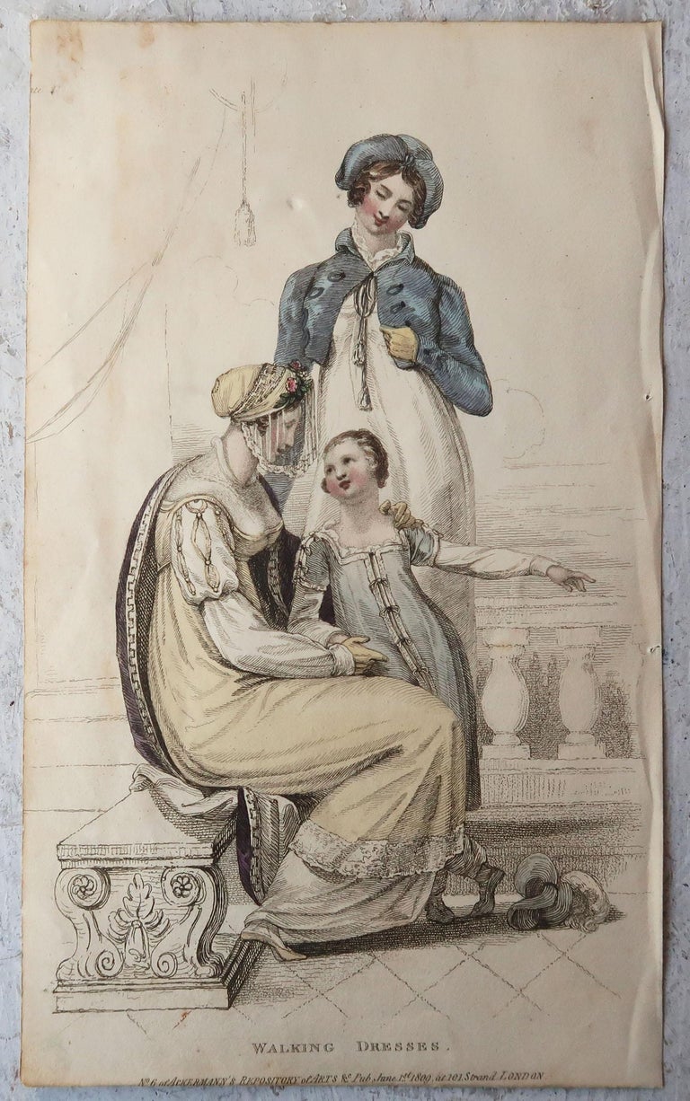 Set of 4 Original Antique Fashion Prints, Dated 1809 For Sale at 1stDibs