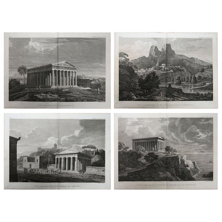 Set of 4 Original Antique Prints of Ancient Greek Architecture, circa ...