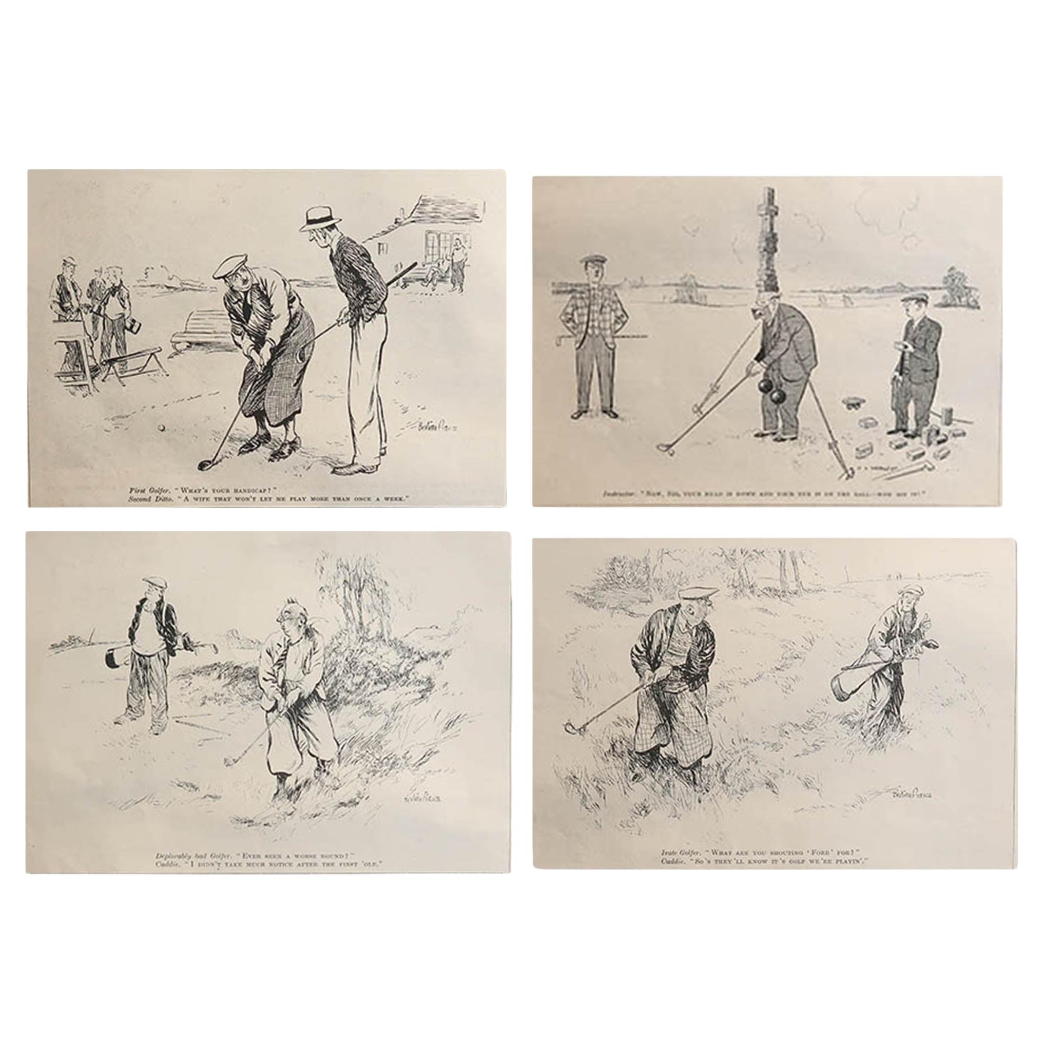 Set of 4 Original Vintage Prints of Cartoons Golf Related. 1934 For ...
