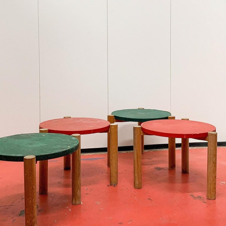 Set of 4 Painted Low Side Tables/Stools - British (Bristol), c1960s For ...