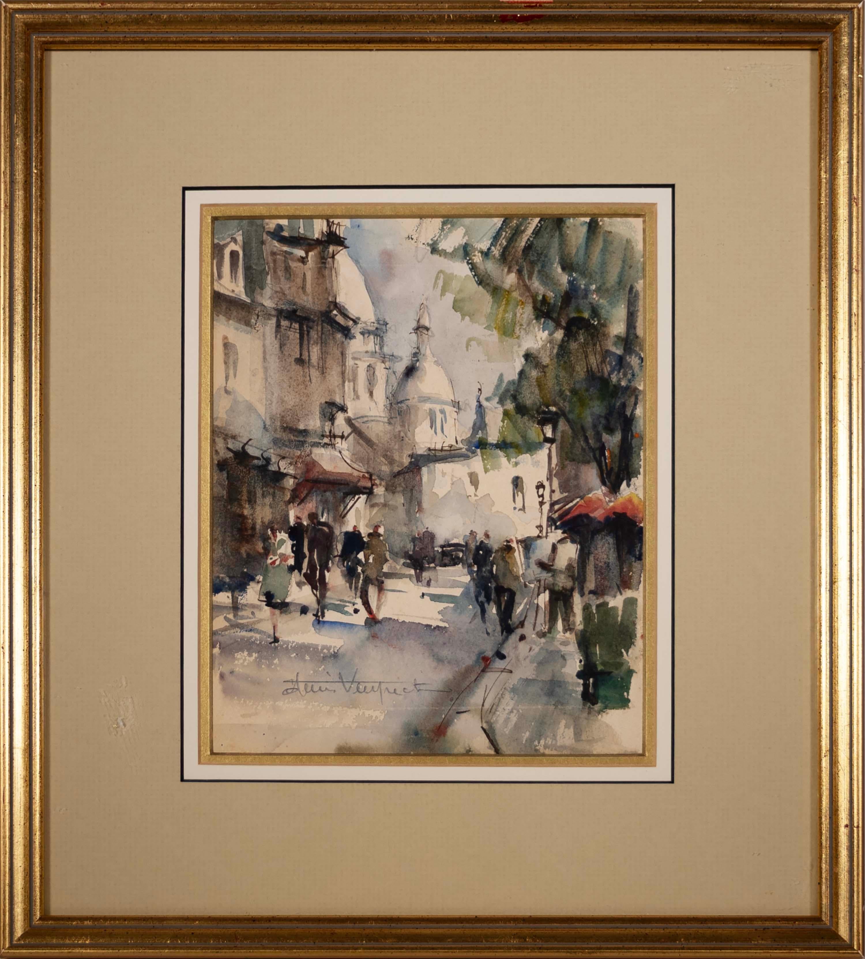 Set of 4 Parisian Original Antique Vintage Watercolor on Paper Signed ...