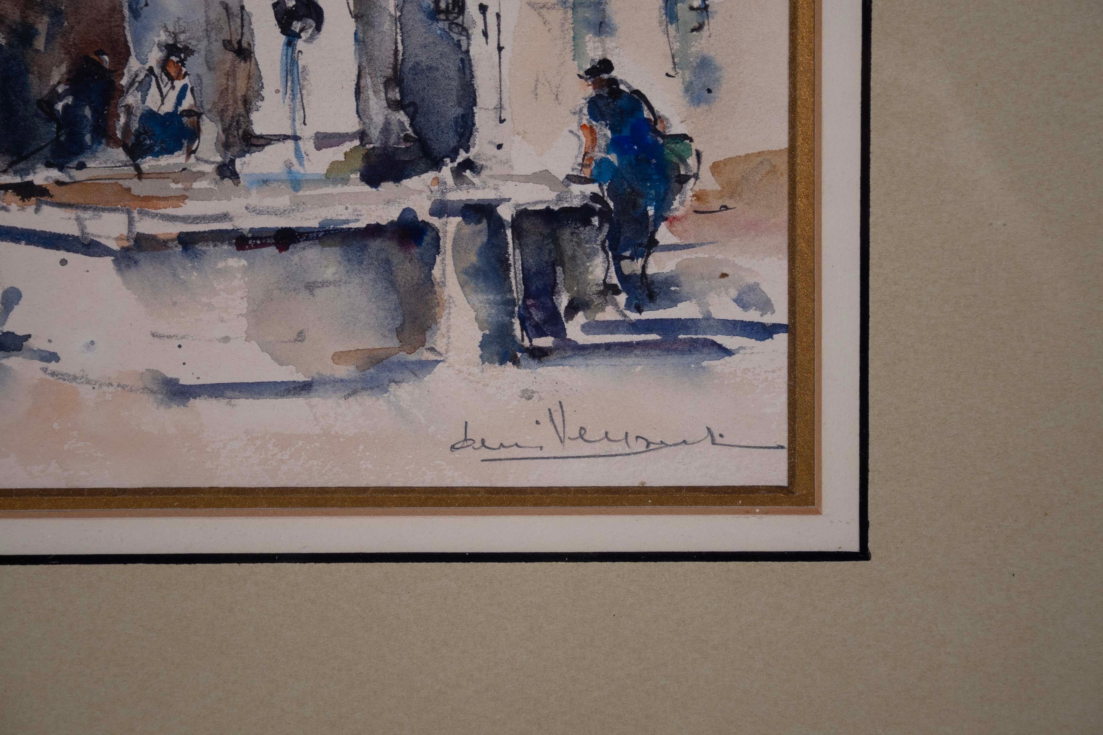 Set of 4 Parisian Original Antique Vintage Watercolor on Paper Signed ...