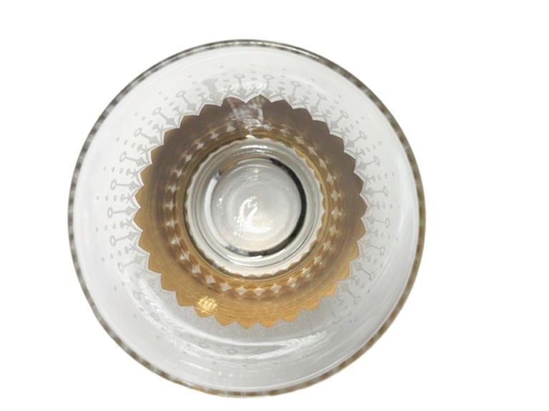 Set of 4 Pasinski Double Old Fashion Glasses with 22k Gold and White ...