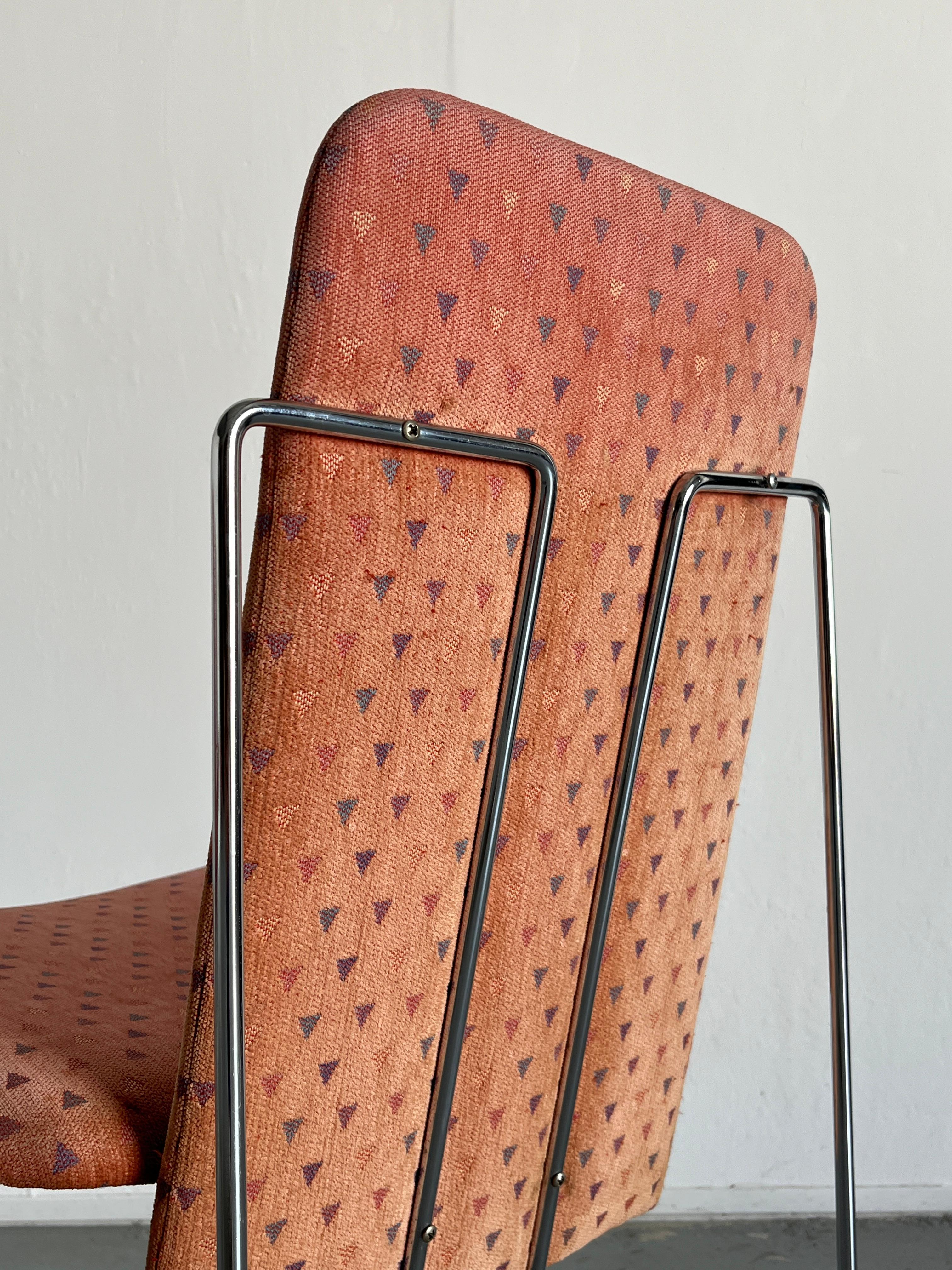 Set of 4 Pink Geometrical Pattern Postmodern Space Age Dining Chairs ...