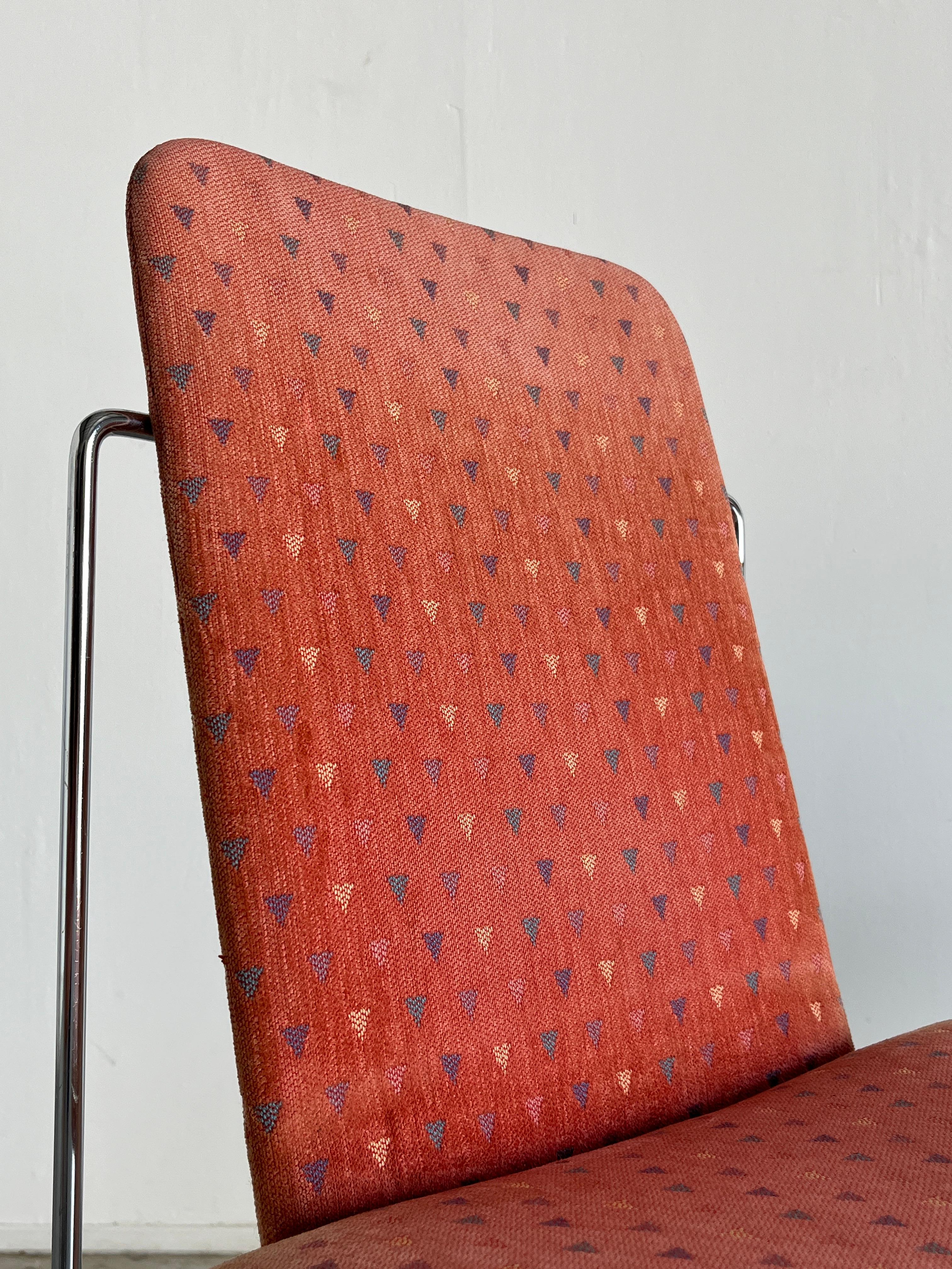 Set of 4 Pink Geometrical Pattern Postmodern Space Age Dining Chairs ...