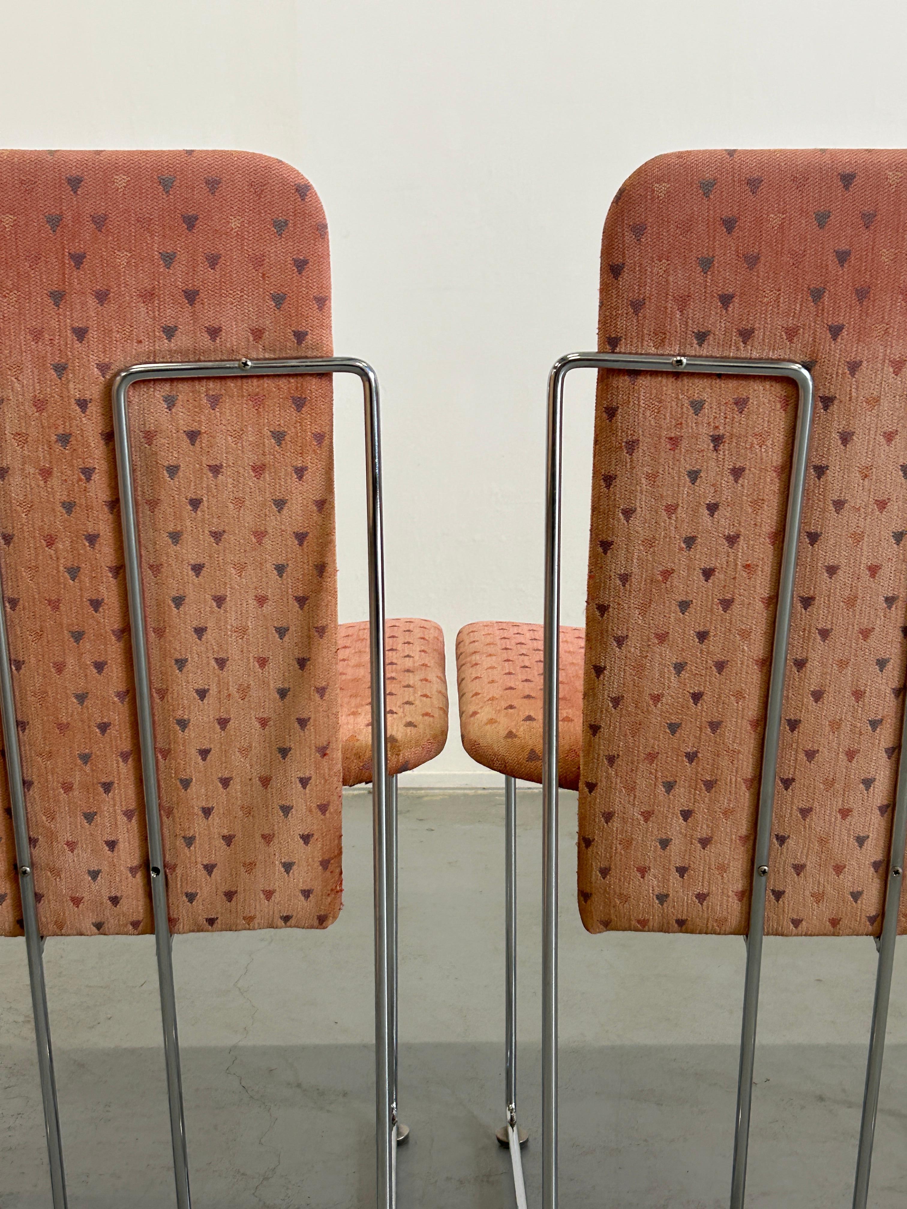 Set of 4 Pink Geometrical Pattern Postmodern Space Age Dining Chairs ...