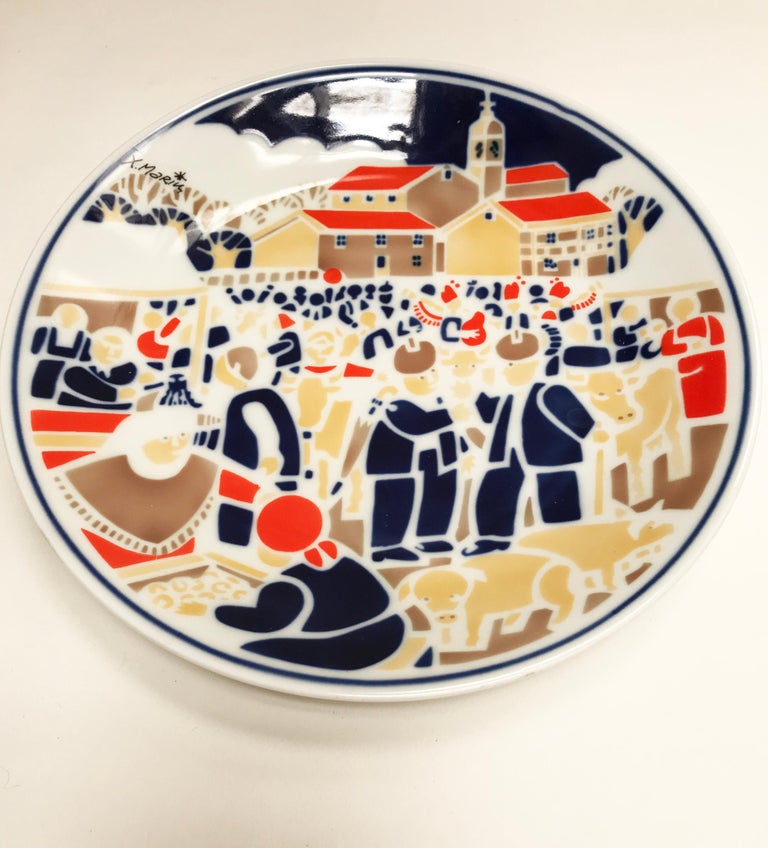 Set of 4 Porcelain Plates, Designed by X, Marin for Sargadelos, Galicia ...