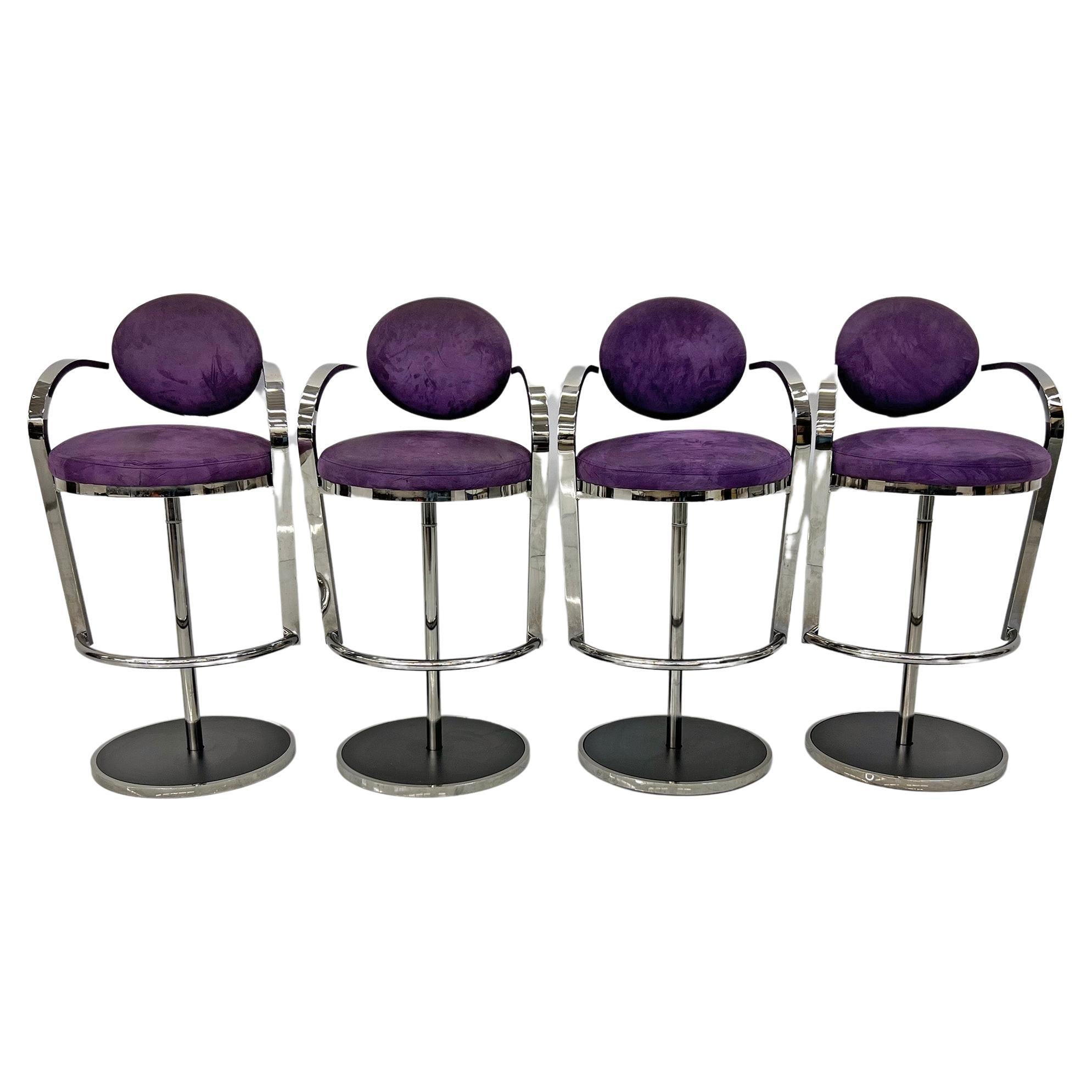 Modern Set of Five Chrome Bar Stools For Sale at 1stDibs