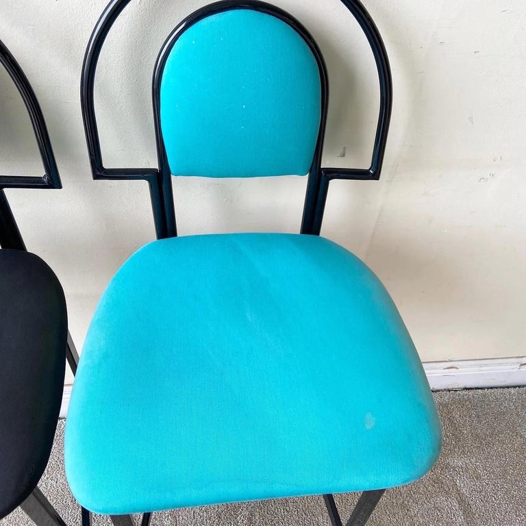 Set of 4 Postmodern Blue, Black, Pink and Green Stools, 1980s For Sale ...