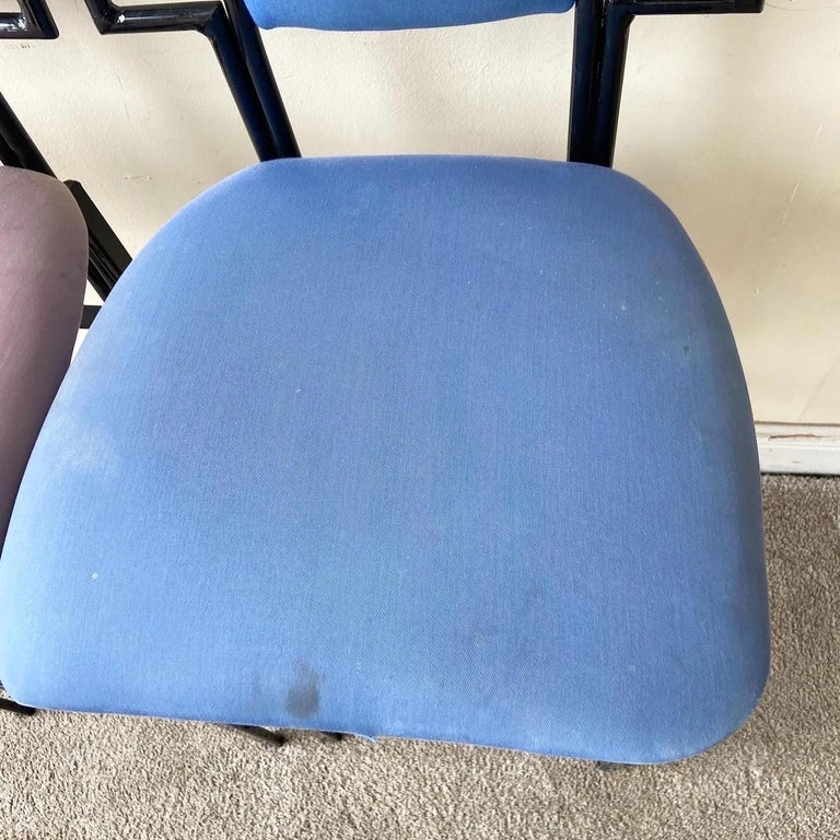 Set of 4 Postmodern Blue, Black, Pink and Green Stools, 1980s For Sale ...