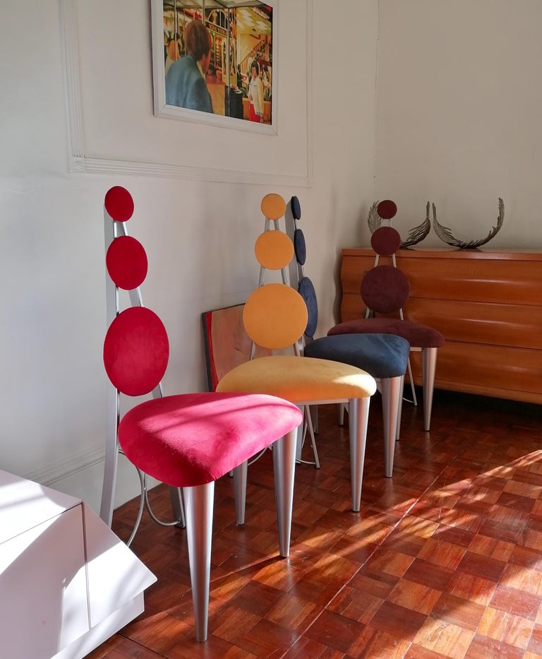 Set of 4 Postmodern Memphis Style Dining Chairs by Benjamin Le, Axis ...