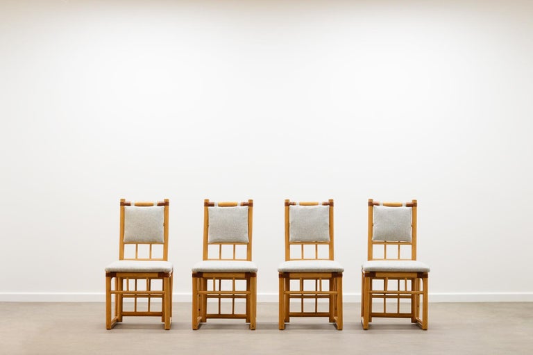 Set of 4 Rattan dining chairs, 80s For Sale at 1stDibs