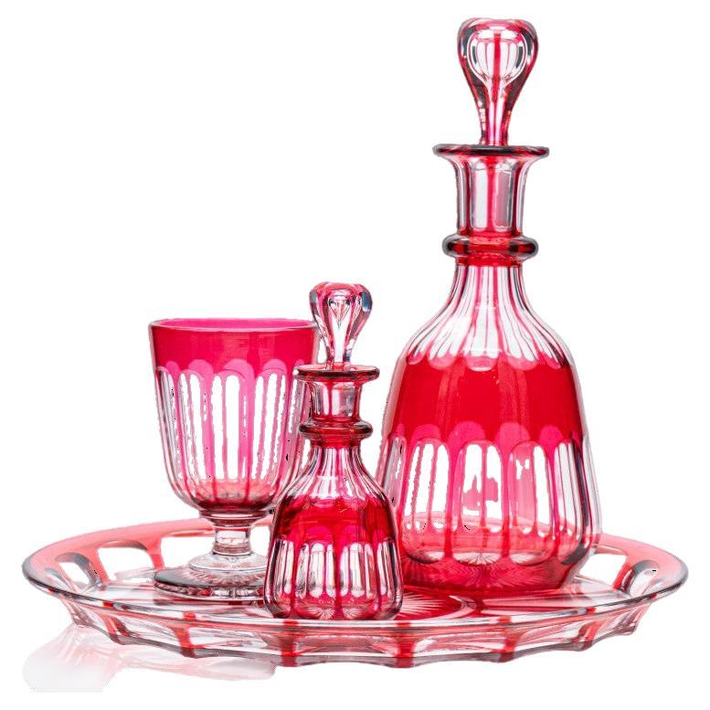 Set of 4 Red Overlay Crystal items, Czech Republic, 1930 For Sale at ...