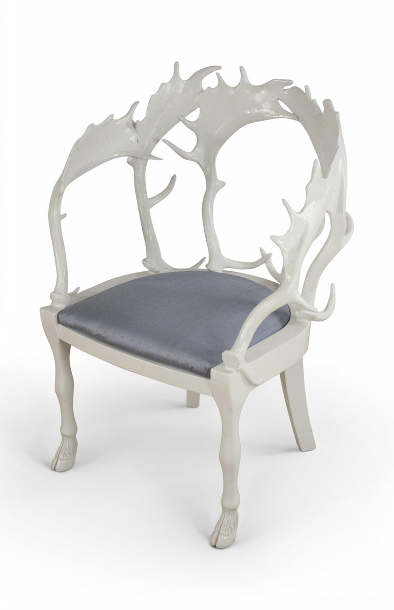 Set of 4 Redmile Postmodern English White Lacquered Fantasy Horn Chairs ...